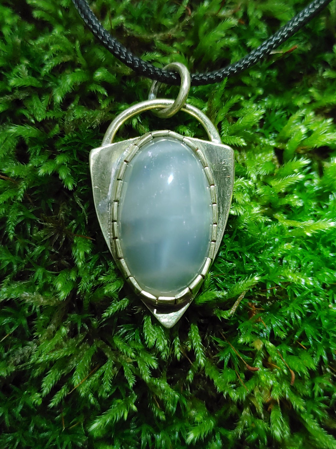 Brass and Silver Sheen Cats Eye Moonstone Pendant - Etsy