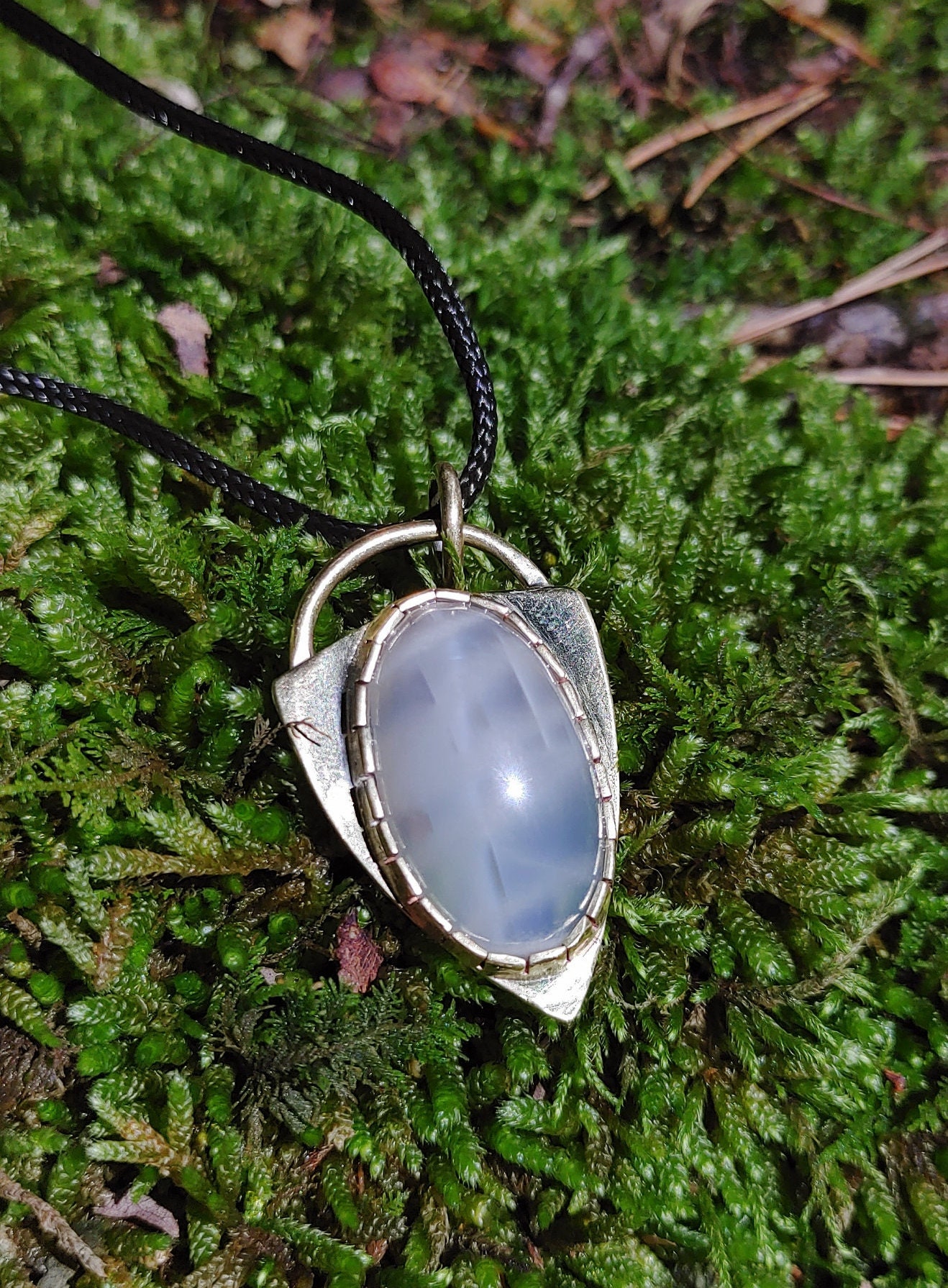 Brass and Silver Sheen Cats Eye Moonstone Pendant - Etsy