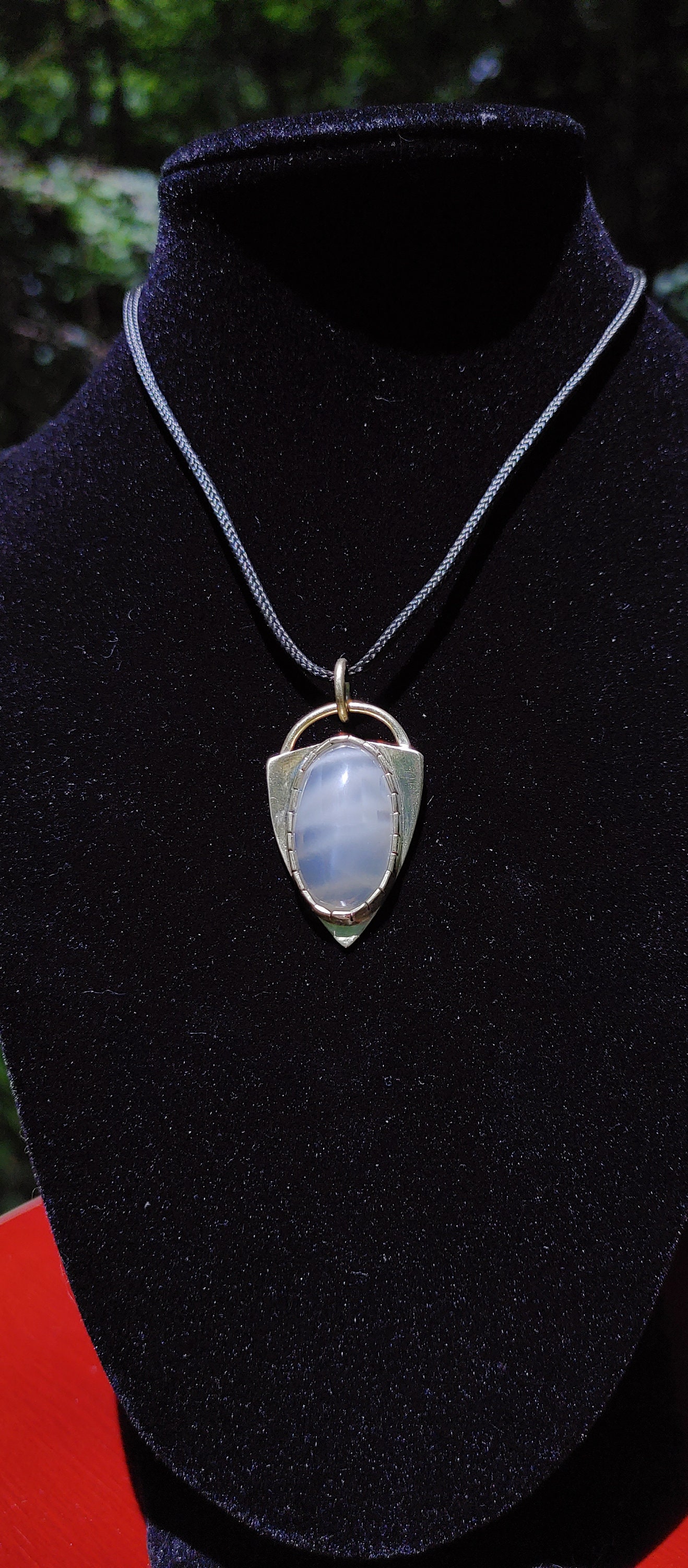 Brass and Silver Sheen Cats Eye Moonstone Pendant - Etsy