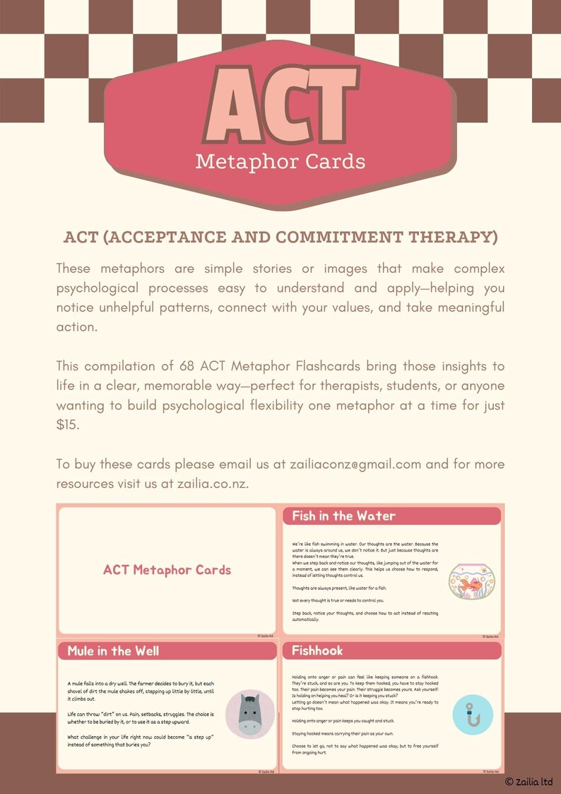 ACT Metaphor Flashcards - Etsy New Zealand