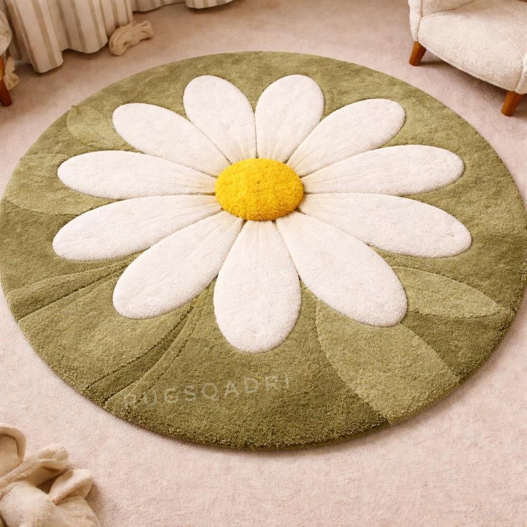 Floral Daisy Rug: Plush Cottagecore Decor (nursery, Bedroom, Dorm) - Etsy