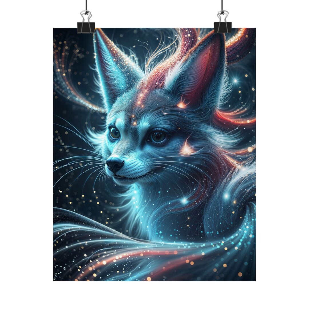 Cosmic Fox Matte Vertical Poster | Fantasy Animal Wall Art - Etsy