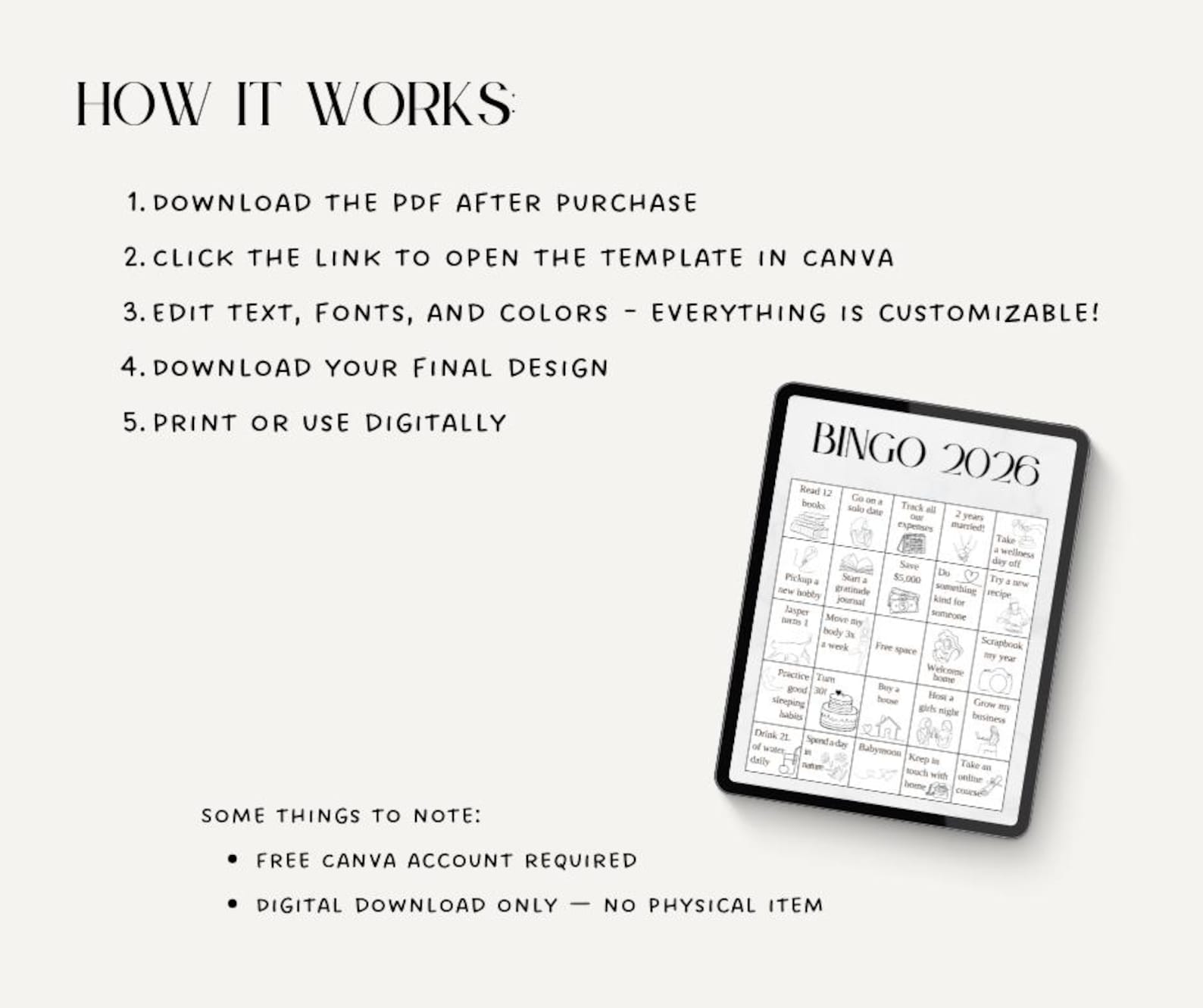 2026 Bingo Goal Tracker Card | New Year Goals Bingo | Resolution ...