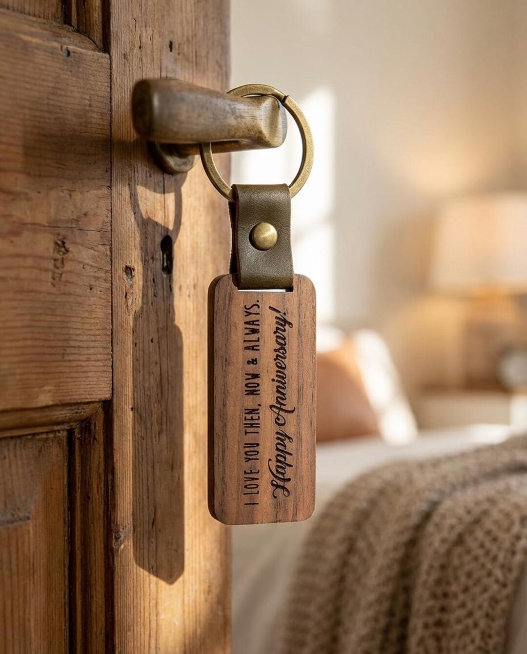 Engraved Walnut Keychain Set, Anniversary Gift, Handmade in California ...