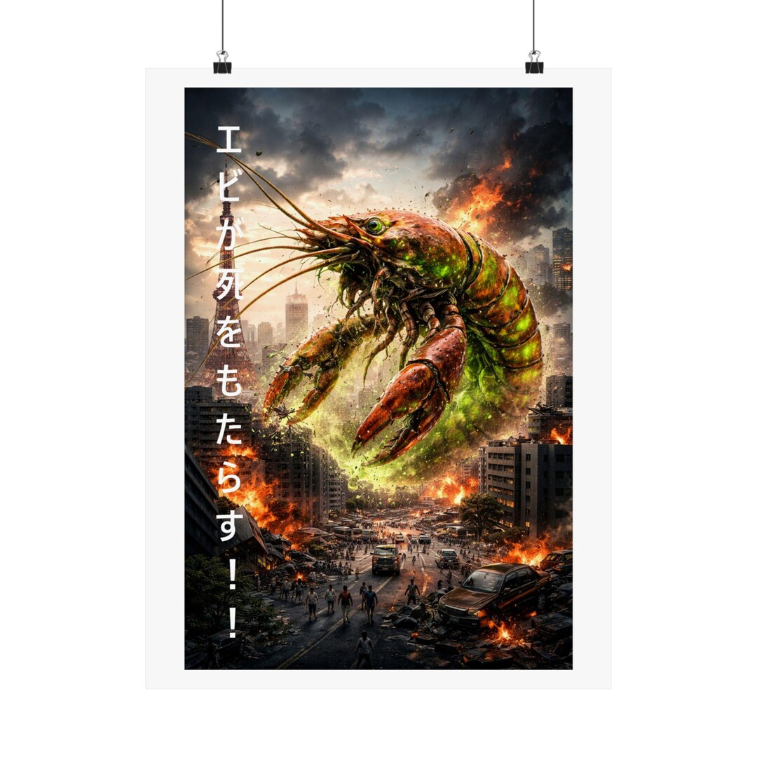 Giant Shrimp Monster Poster Matte Vertical Poster | Kaiju City ...