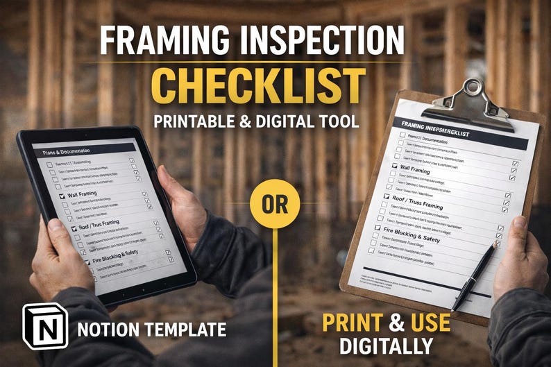 Framing Inspection Checklist - Etsy