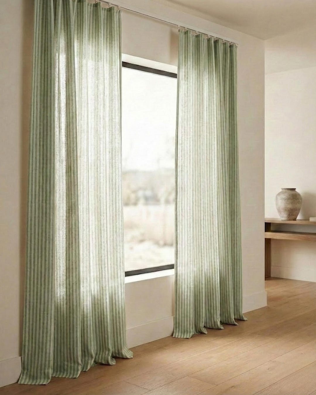 Great Description About Green Ticking Stripe Curtains