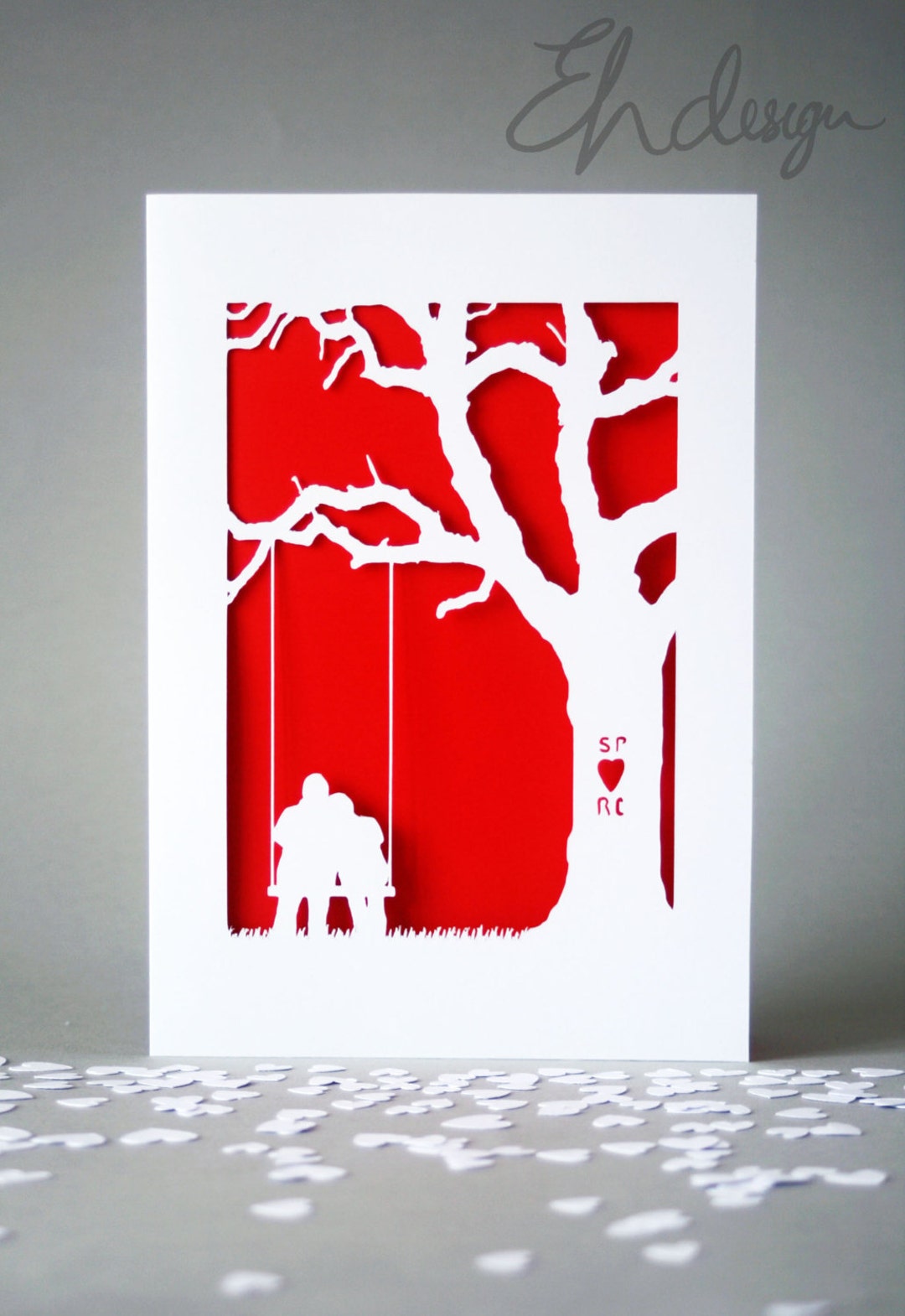 Personalised Papercut Anniversary Card more Colours Available add Your ...