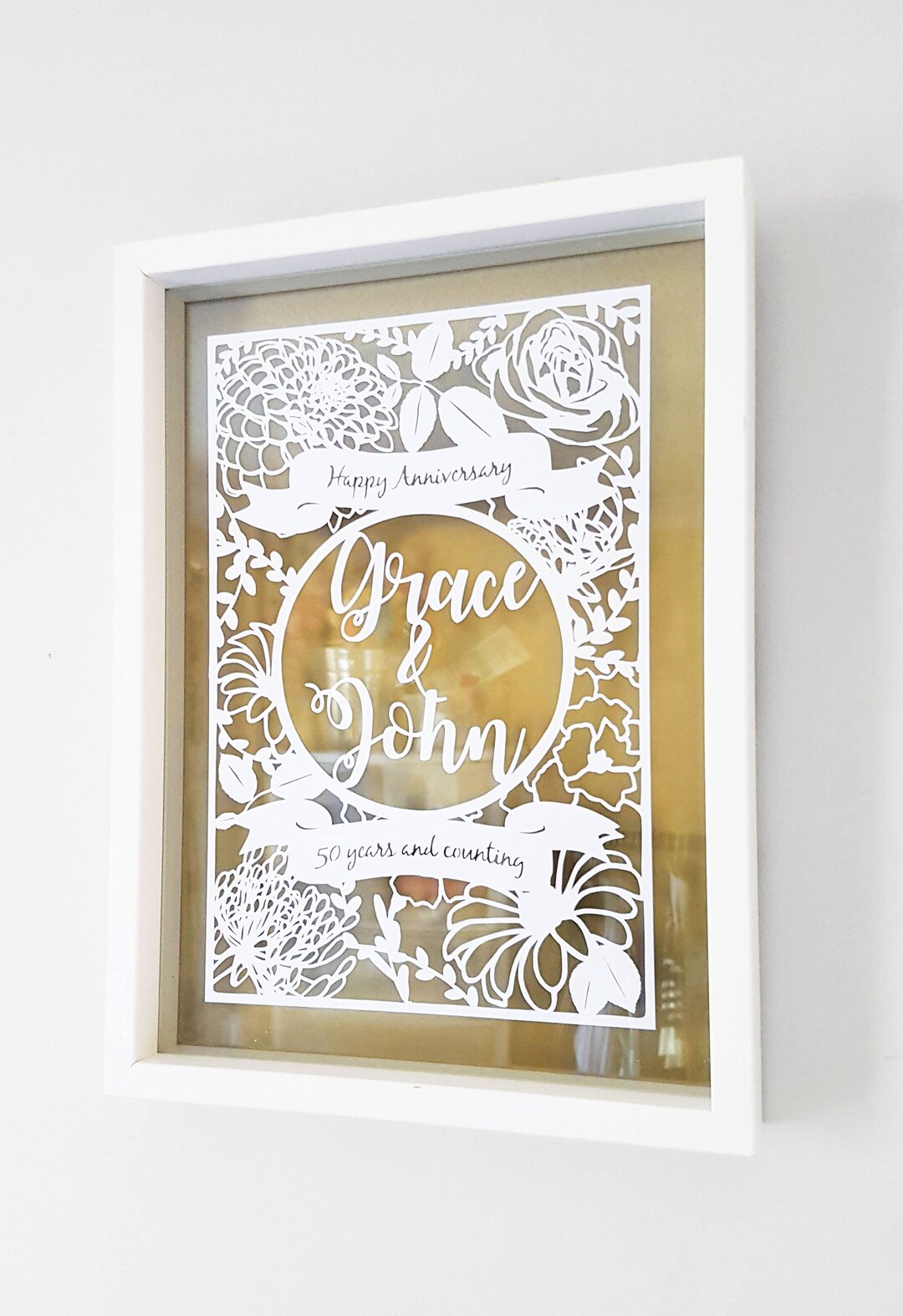 Golden Anniversary 50 Years Anniversary Handcut Papercut - Etsy