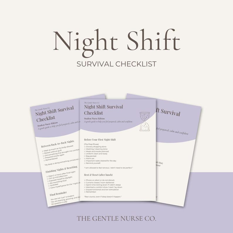 Night Shift Survival Checklist | Student Nurse Tips (printable PDF) - Etsy