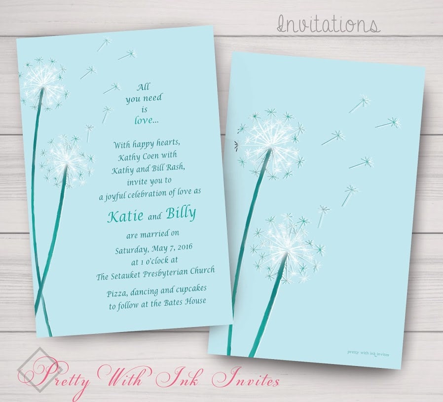 DANDELION WISHES Invitations and More for Wedding, Birthday, Shower ...