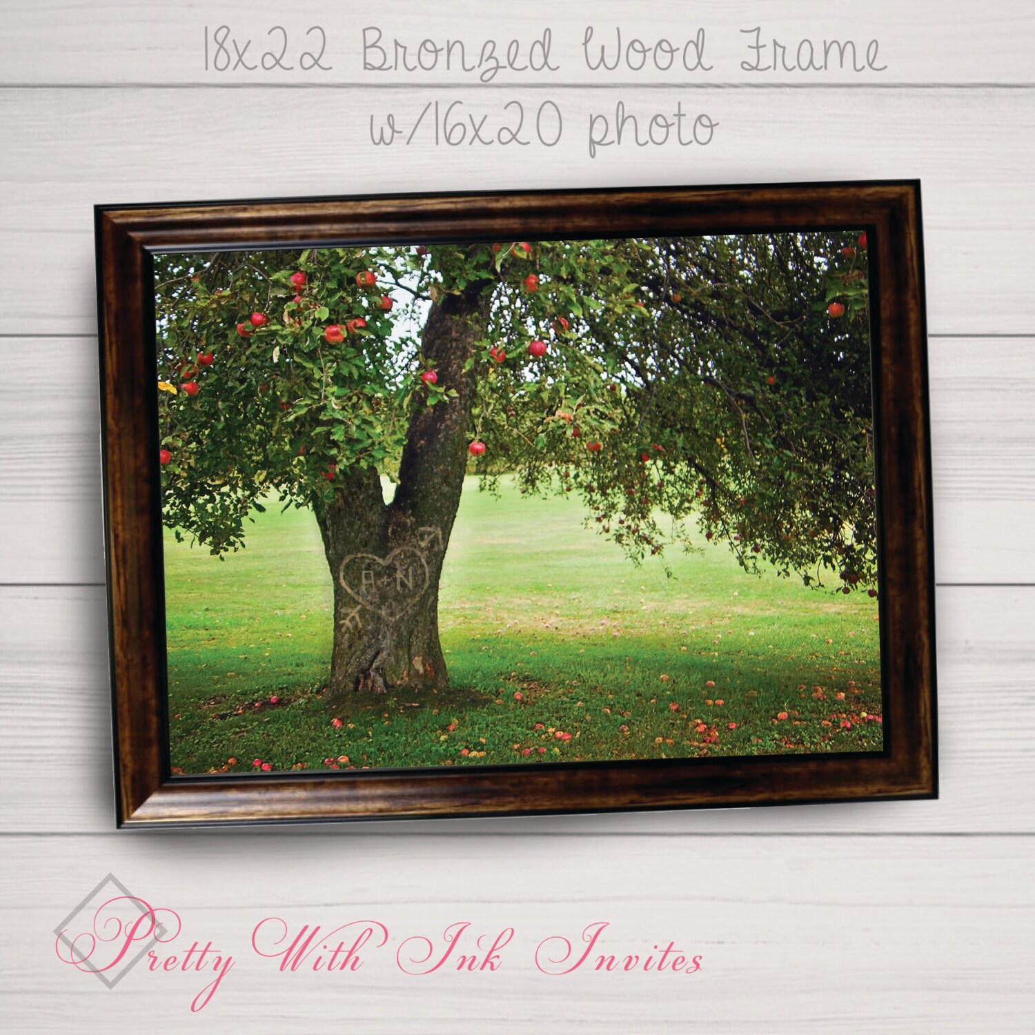 Real Carved Apple Tree Art Print Personalized Real Carved Tree Gift for ...