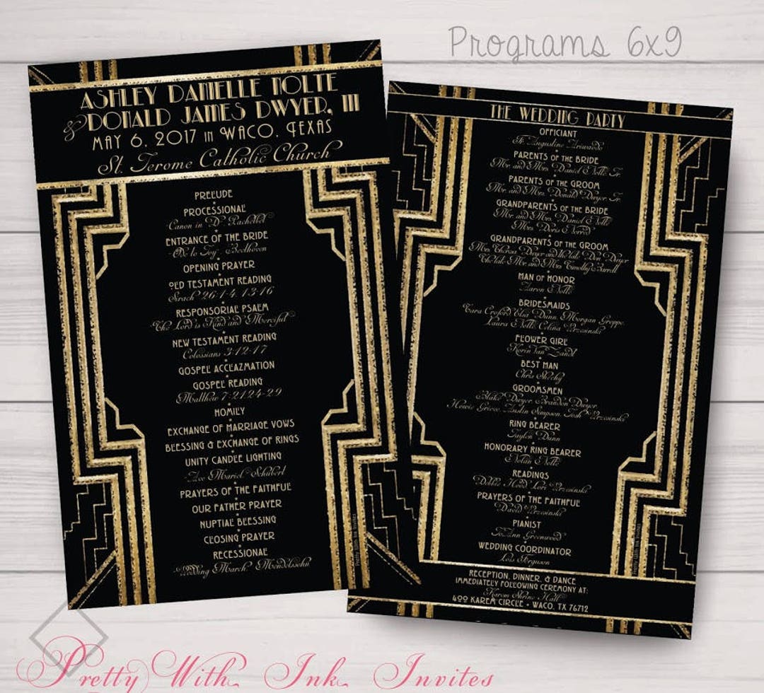 GATSBY/ROARING 20s Style Event Programs. Color, Font, Text Changes Free ...