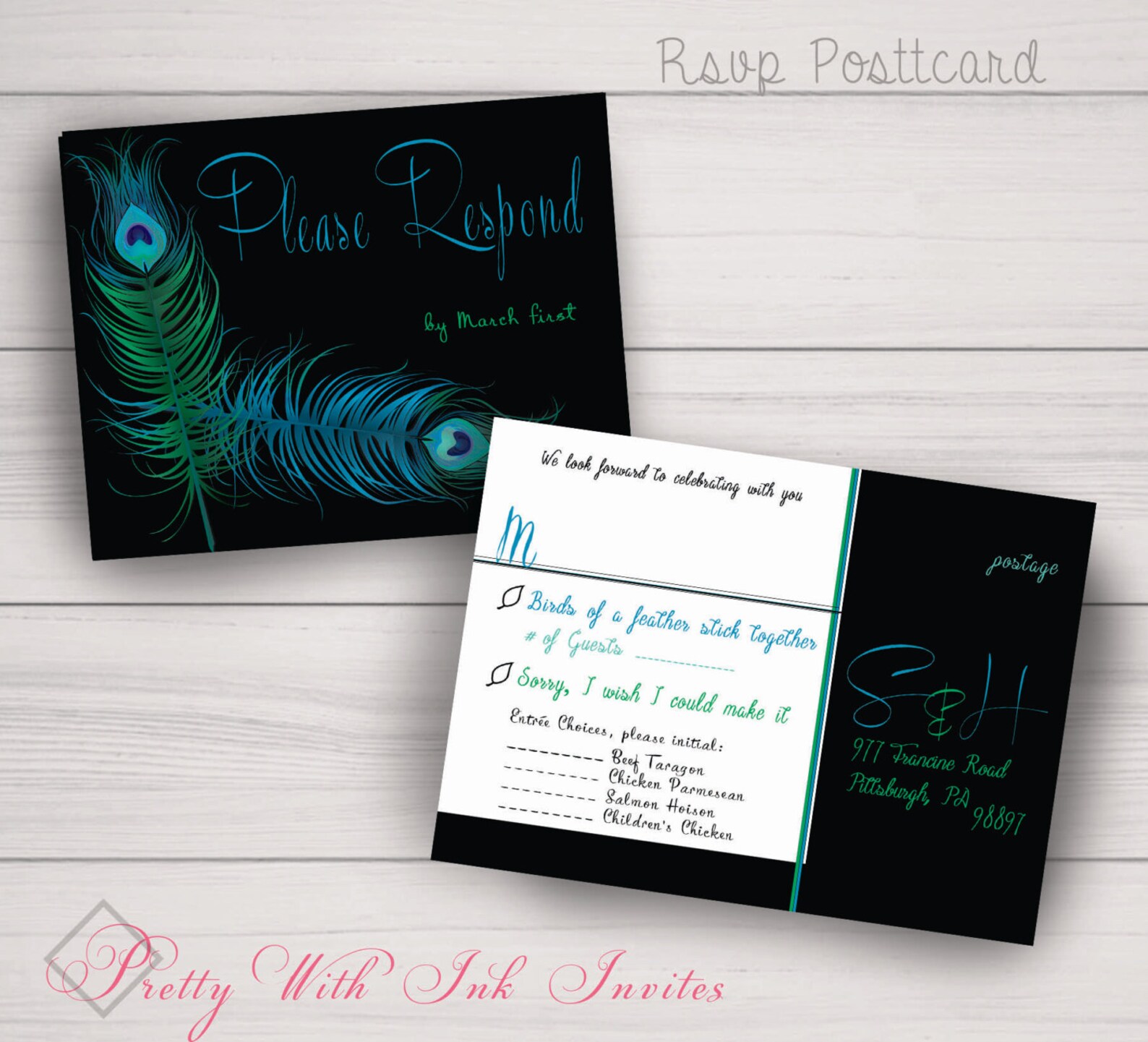 BRIGHT PEACOCK Invitations + More to Match Wedding, Birthday, Sweet 16 ...