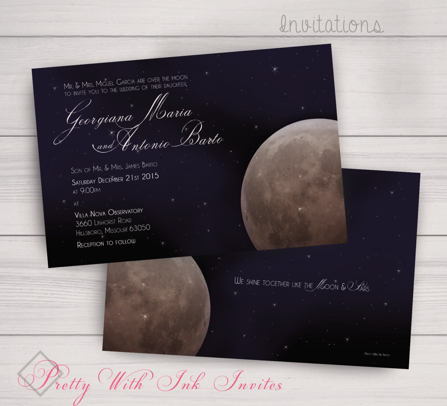 OVER THE MOON Invitations and More for Wedding, Birthday, Shower ...