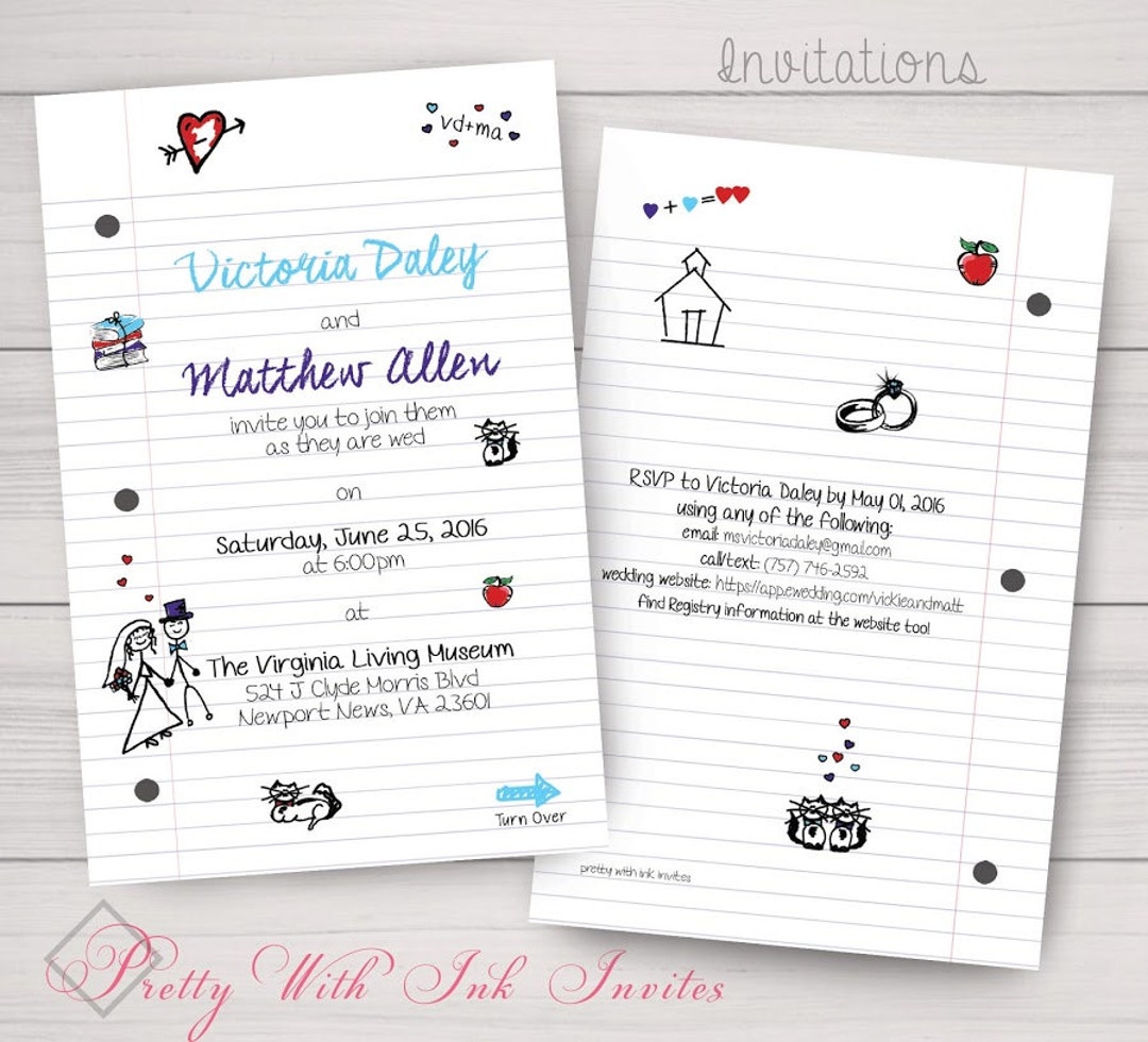 SCHOOL DOODLES Invitations + More to Match for Wedding, Engagement ...