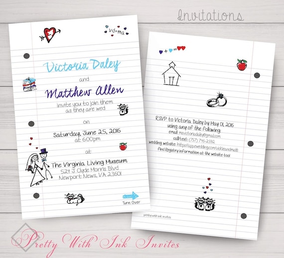 SCHOOL DOODLES Invitations More to Match for Wedding | Etsy