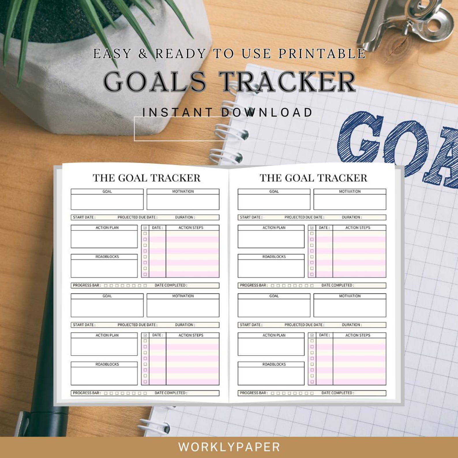 Goal Tracker Printable | Setting Planner | Habit & Productivity Planner ...