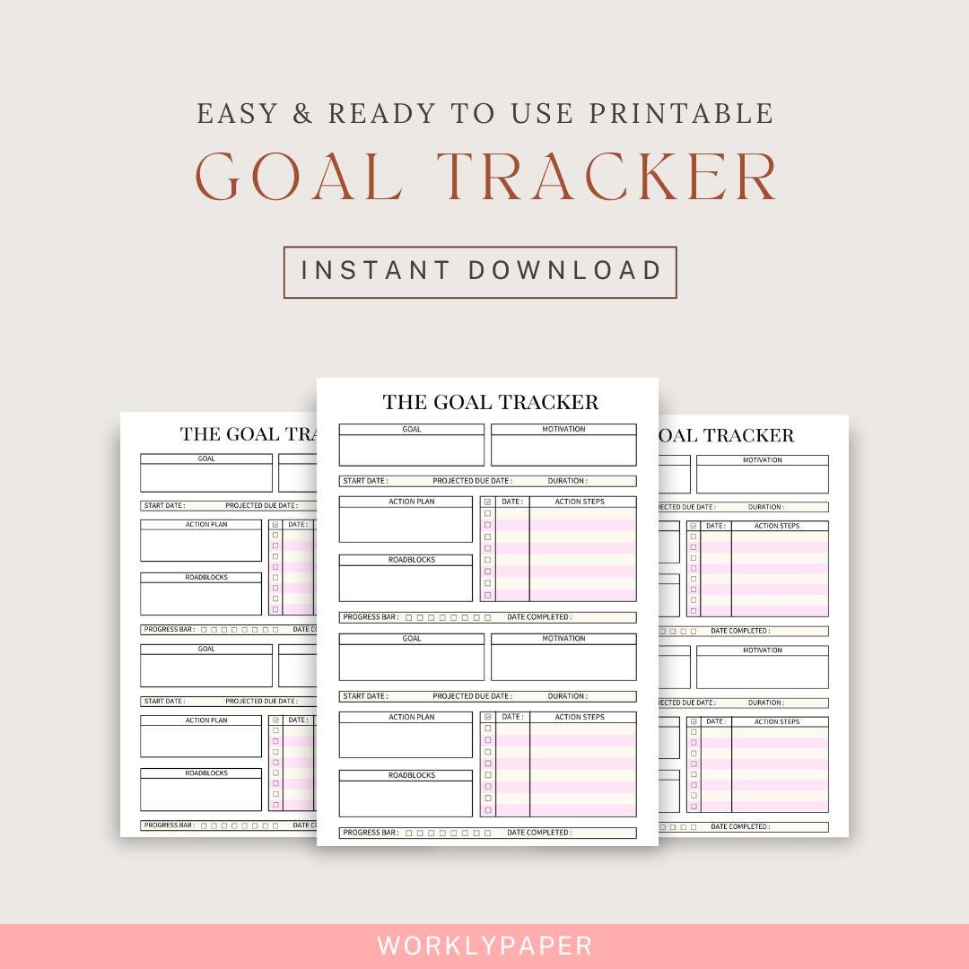 Goal Tracker Printable | Setting Planner | Habit & Productivity Planner ...