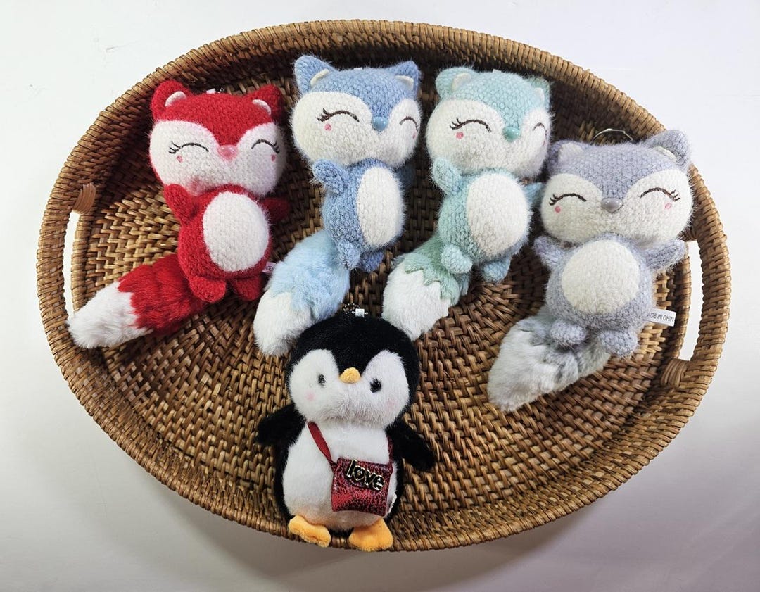 Fox Plush Keychain, Stuffed Animal Charm, Backpack Bag Accessory ...