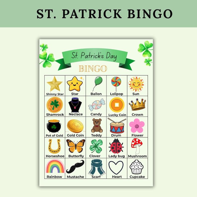 St Patrick’s Day Bingo Bundle, Printable Lucky Shamrock Bingo Cards ...