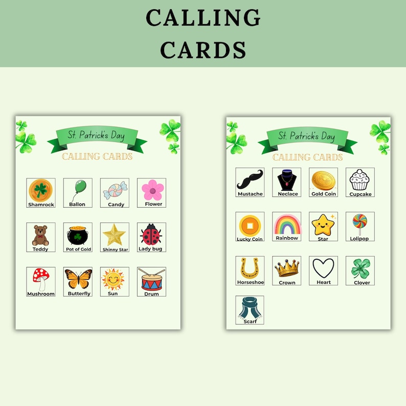 St Patrick’s Day Bingo Bundle, Printable Lucky Shamrock Bingo Cards ...