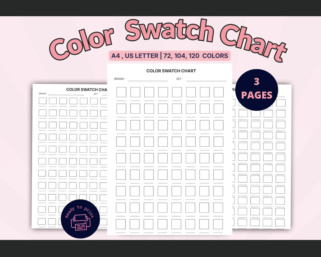 Color Swatch Chart Printable Set – Professional Marker and Colored ...