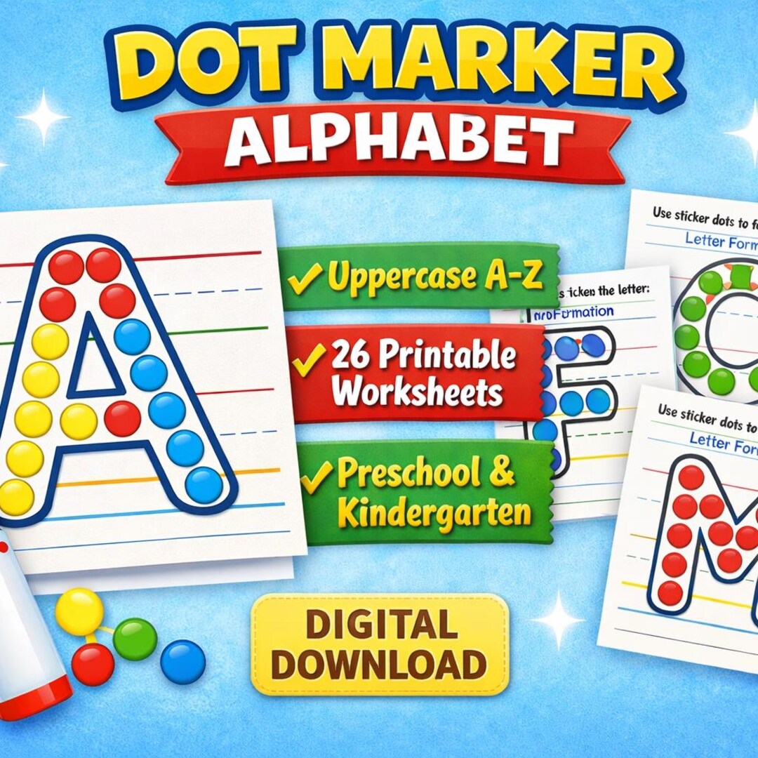 Dot Marker Uppercase Alphabet Worksheets Printable Bingo Dauber Letter ...