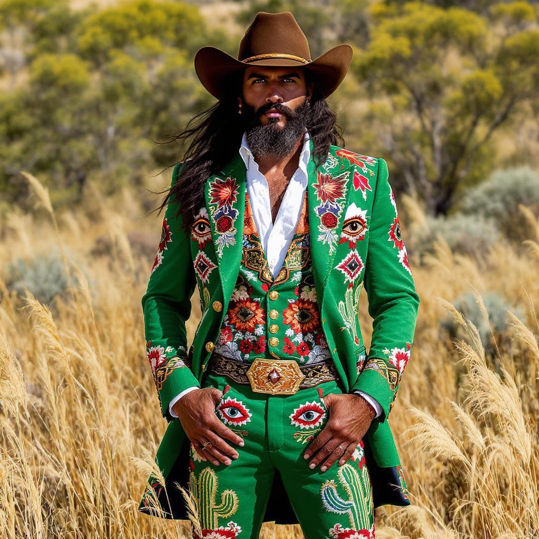 Embroidered Green Western Suit | Handmade Charro Mariachi Style - Etsy