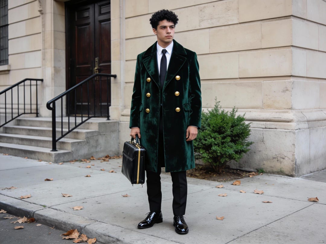 Emerald Green Velvet Overcoat | Men's Double Breasted Trench Coat - Etsy