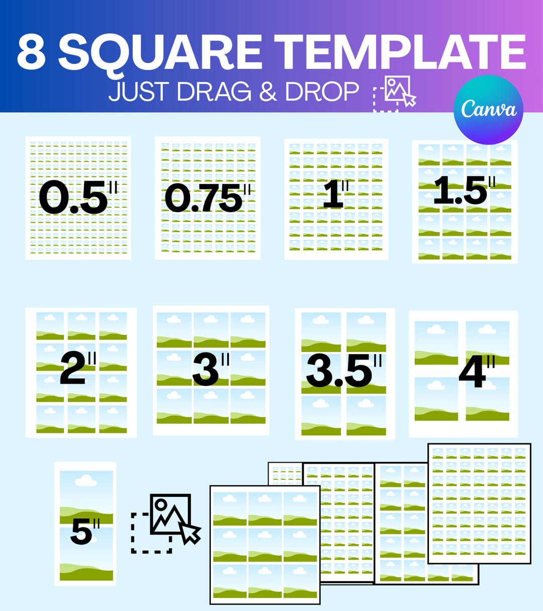 Square Template Bundle for Canva | Editable Square Label and Sticker ...