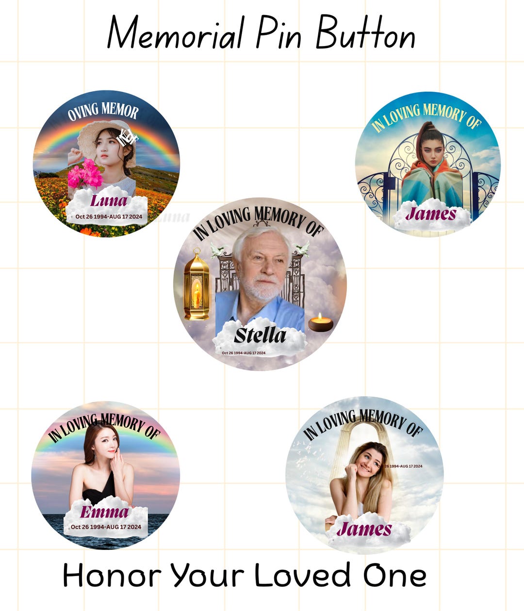 3-inch Personalized Memorial Pinback Button – in Loving Memory Tribute ...