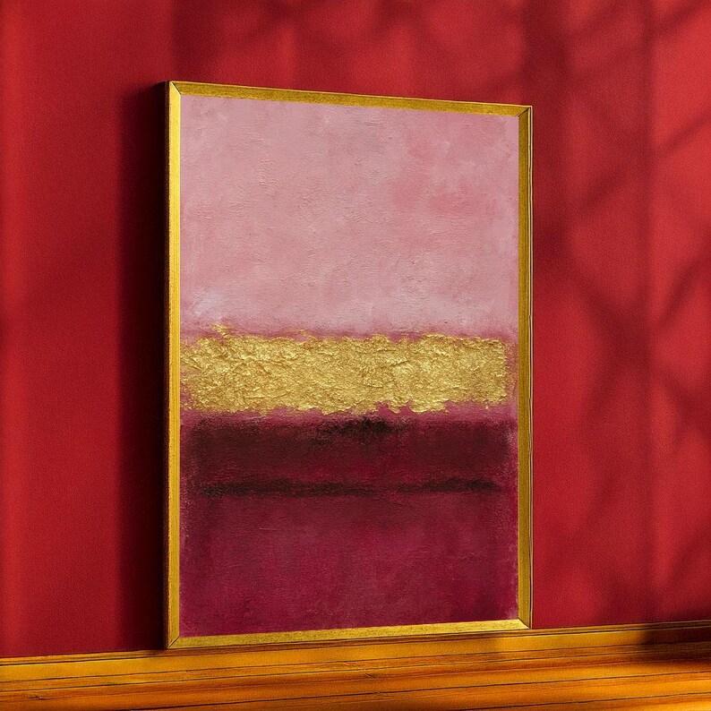 Mark Rothko Inspired Pink and Gold Canvas Bold Color Field Painting for ...