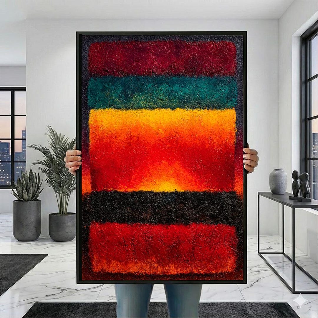 Mark Rothko Inspired Red and Orange Canvas Bold Color Field Painting ...