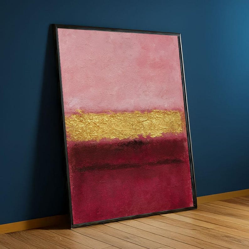 Mark Rothko Inspired Pink and Gold Canvas Bold Color Field Painting for ...