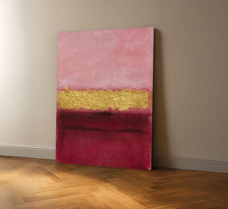 Mark Rothko Inspired Pink and Gold Canvas Bold Color Field Painting for ...