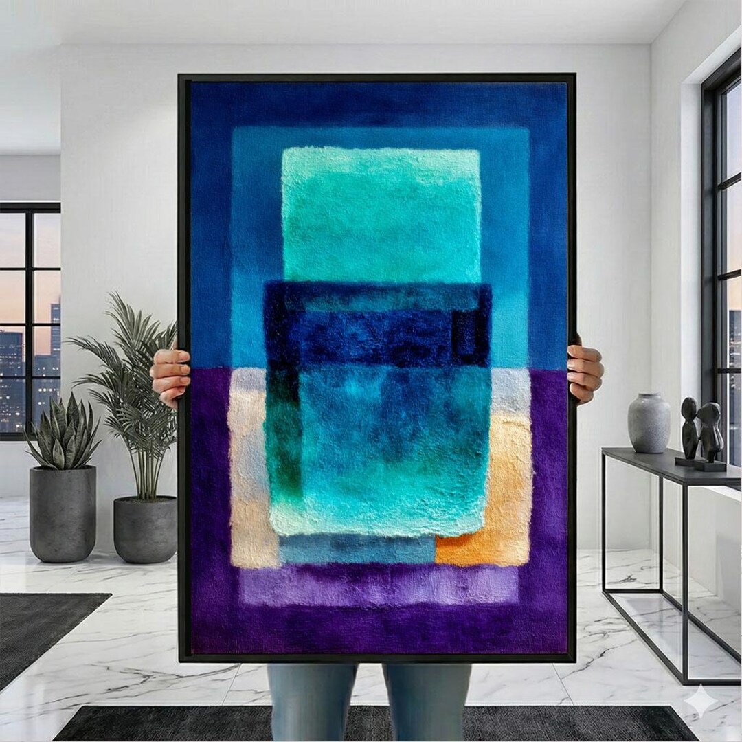 Mark Rothko Inspired Blue and Purple Canvas Bold Color Field Painting ...