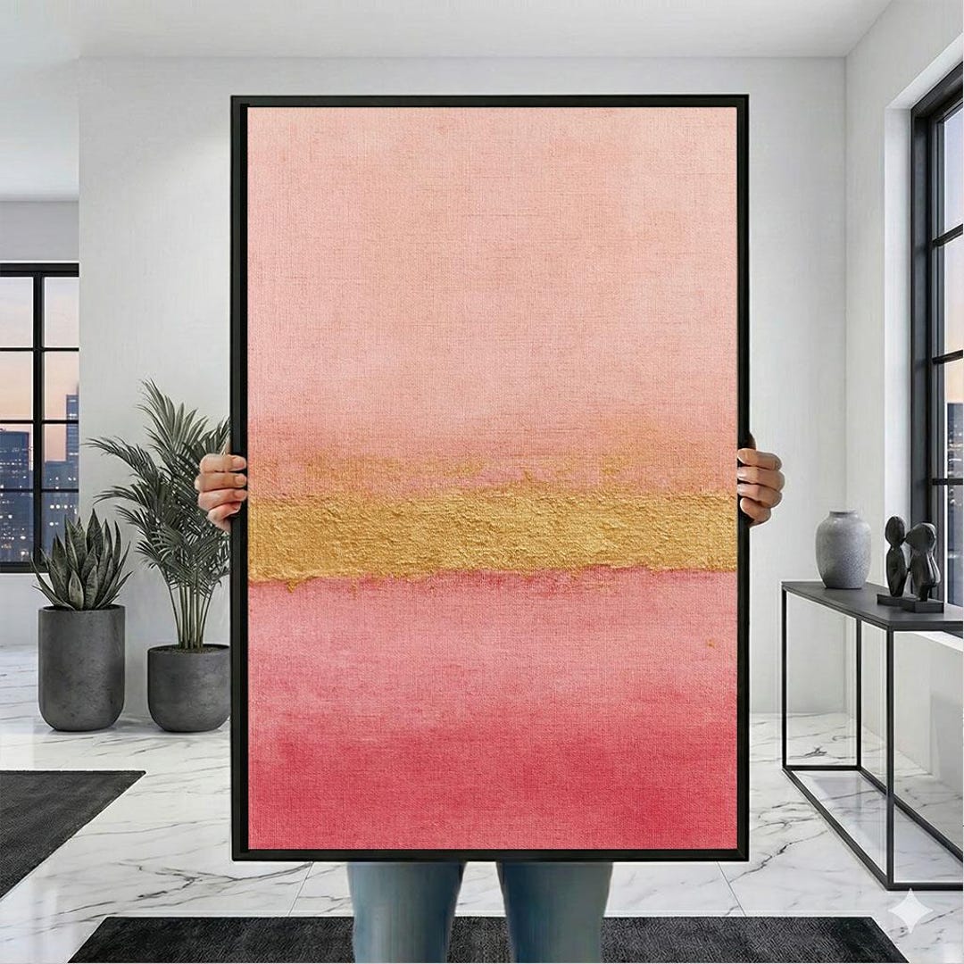 Mark Rothko Inspired Pink and Gold Canvas Bold Color Field Painting for ...