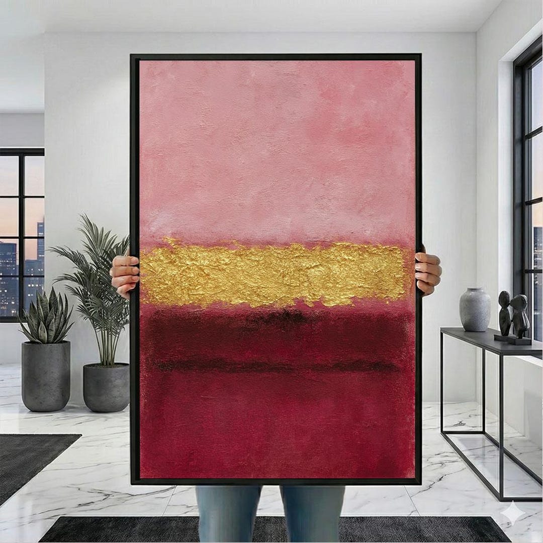 Mark Rothko Inspired Pink and Gold Canvas Bold Color Field Painting for ...