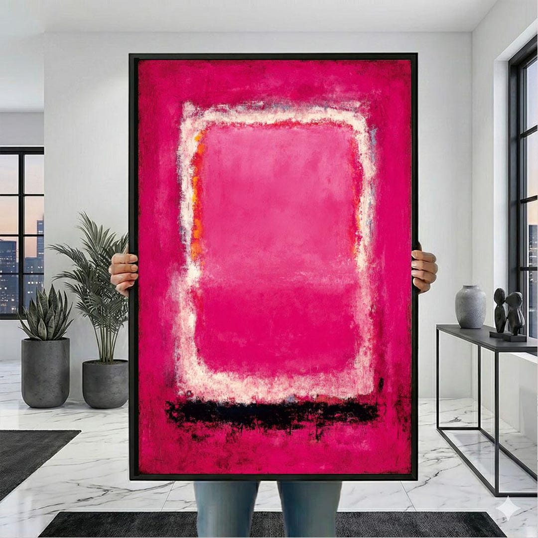 Mark Rothko Inspired Pink and Black Canvas Bold Color Field Painting ...