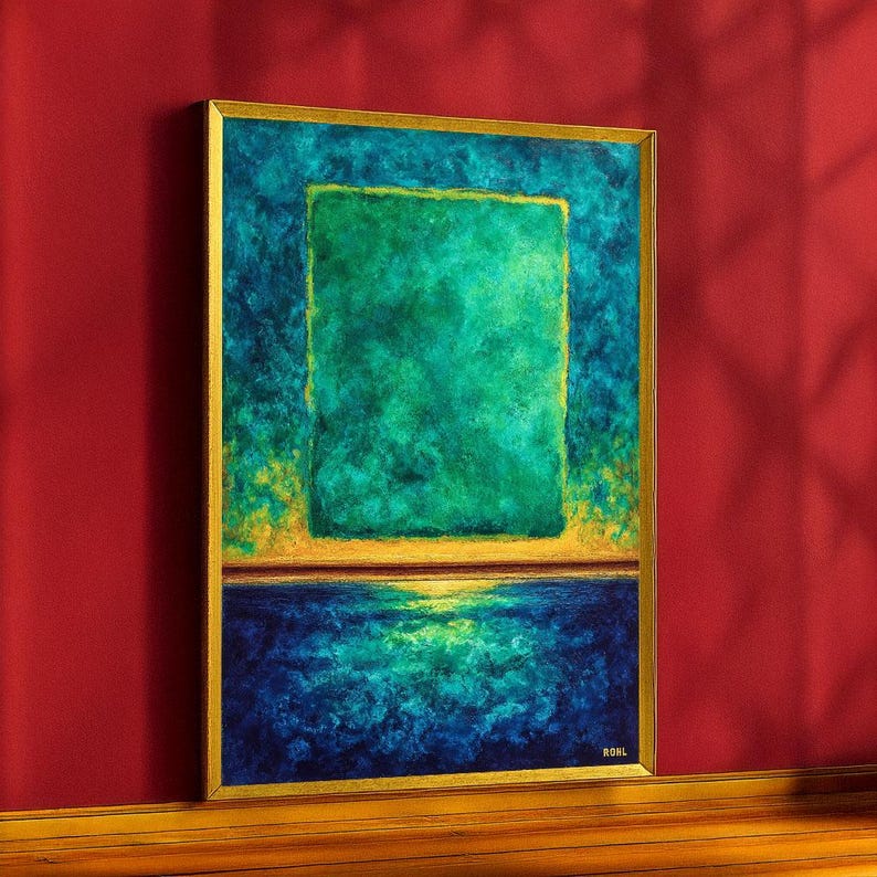 Mark Rothko Inspired Green and Blue Canvas Bold Color Field Painting ...