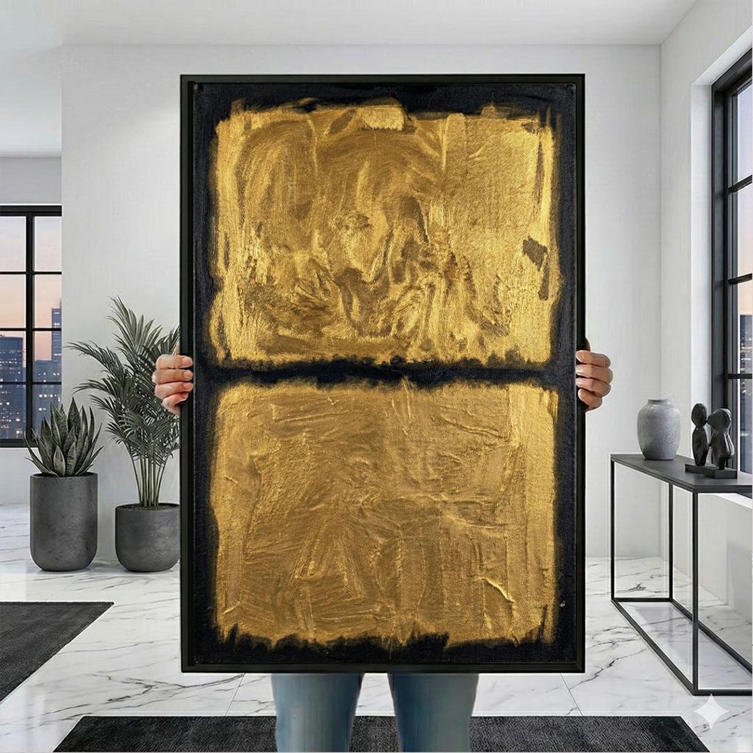 Mark Rothko Inspired Gold Abstract Canvas Wall Art, Color Field ...