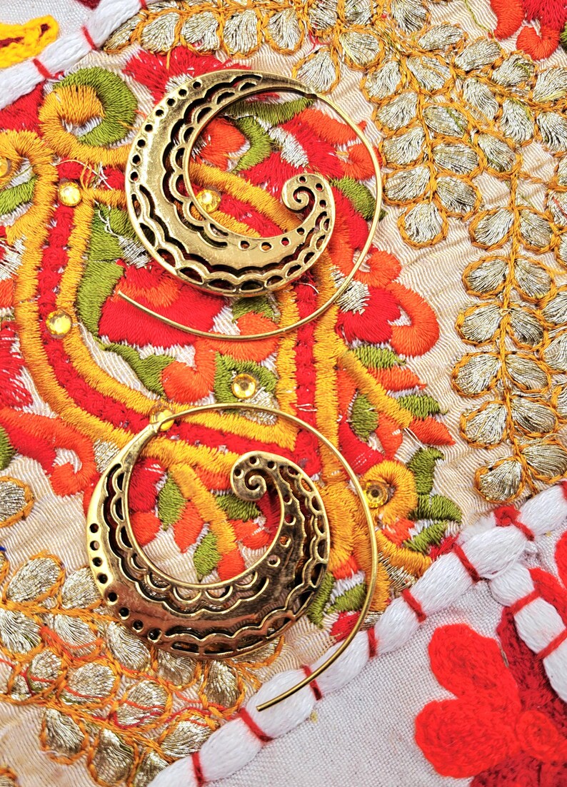 Large Gold-plated Brass Spiral, Faux Ear Stretcher for Men and Women ...