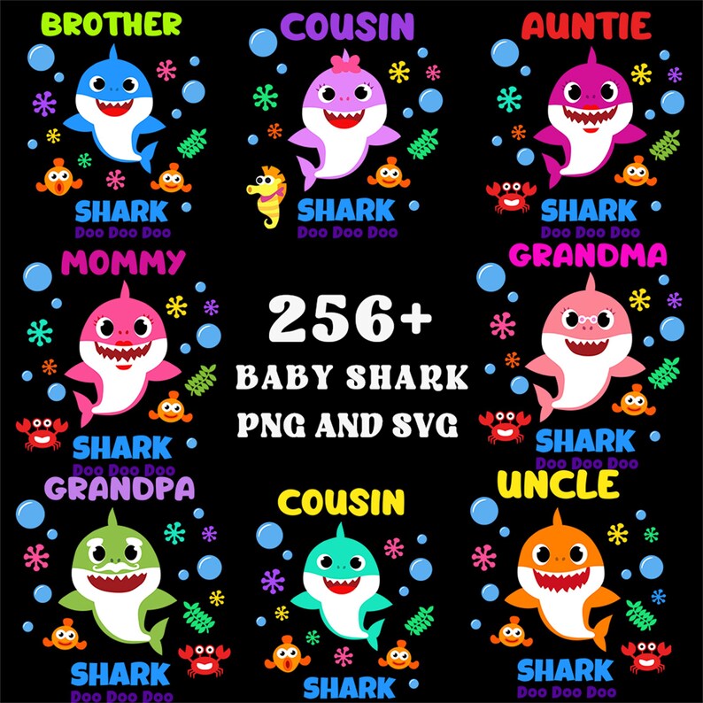 Baby Shark SVG Bundle, Alphabet Letters & Number Fonts, Birthday Party ...