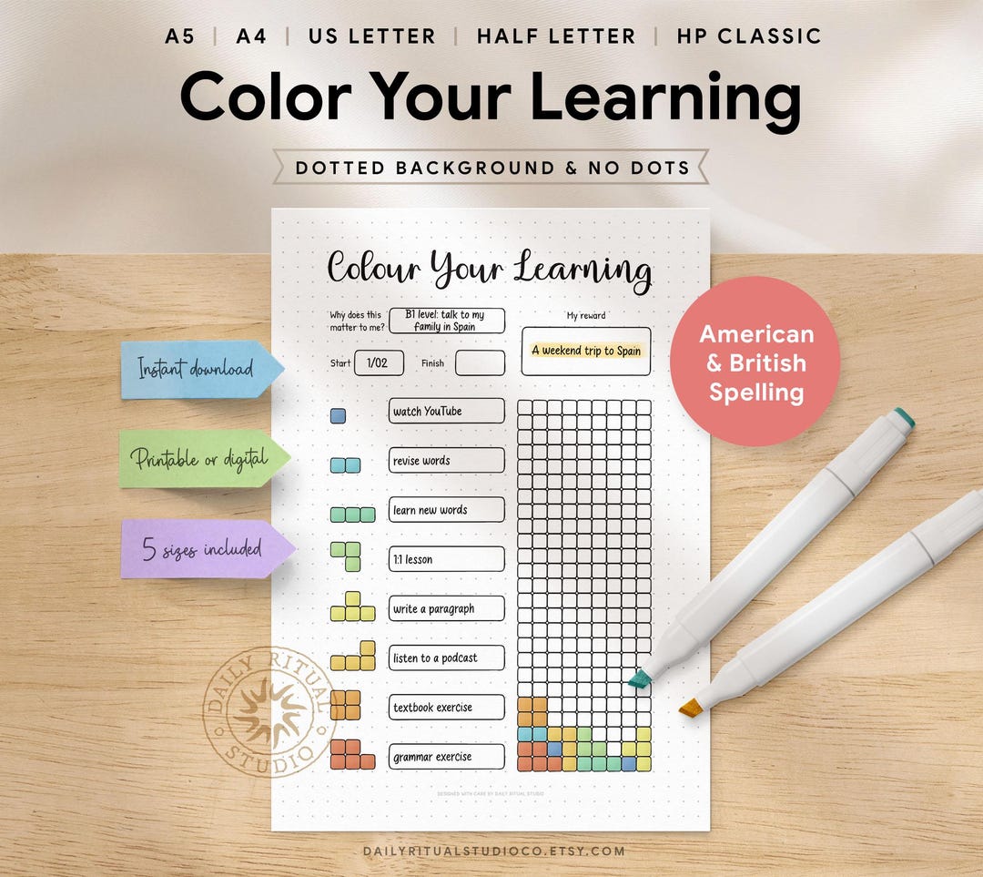Color Your Learning – Study Habit Tracker & Language Learning Progress ...