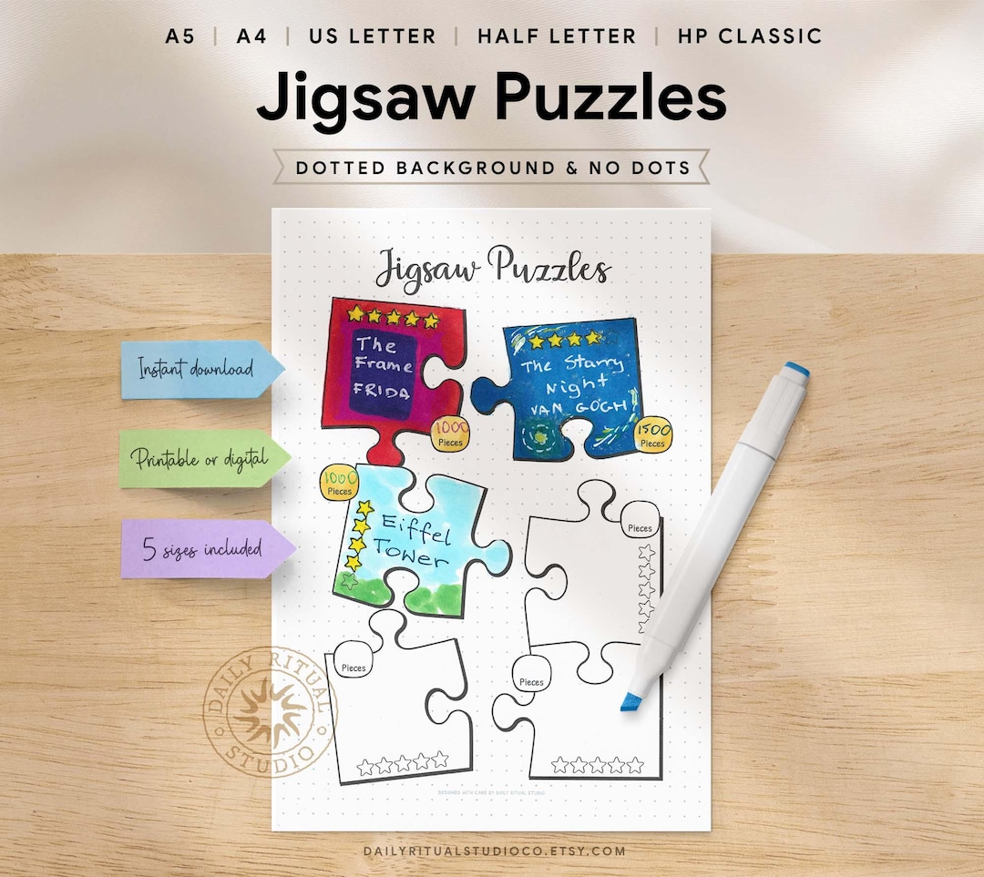 Jigsaw Puzzle Tracker Printable | Puzzle Log & Rating Page | Completed ...