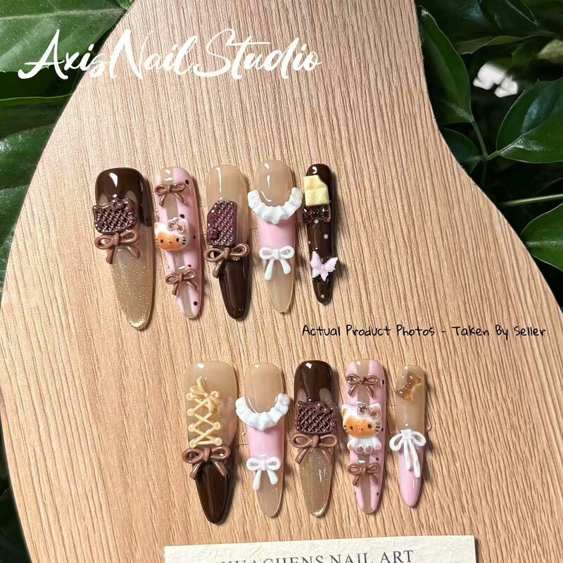 Long Pink Almond Nails - Etsy