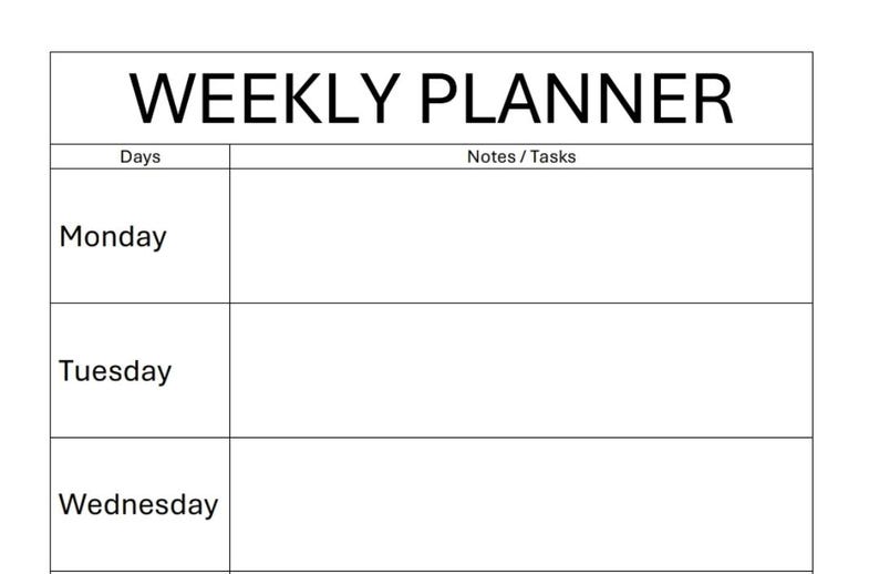 Minimalist Weekly Planner Printable | Simple Weekly Organizer | Digital ...