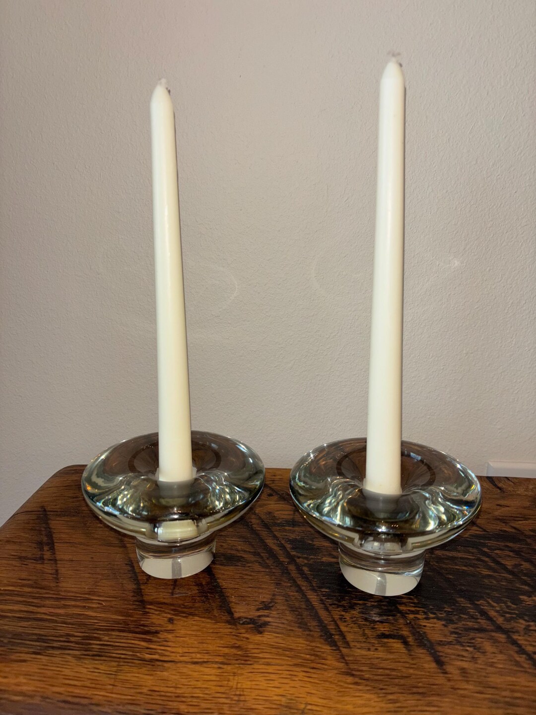 Vintage Scandinavian Crystal Glass Taper Pair of Candleholders. - Etsy