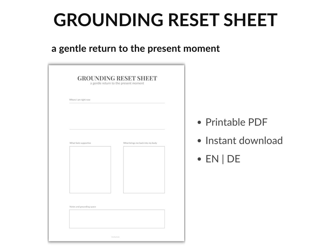 Grounding Reset Sheet | Calm Grounding & Nervous System Support ...